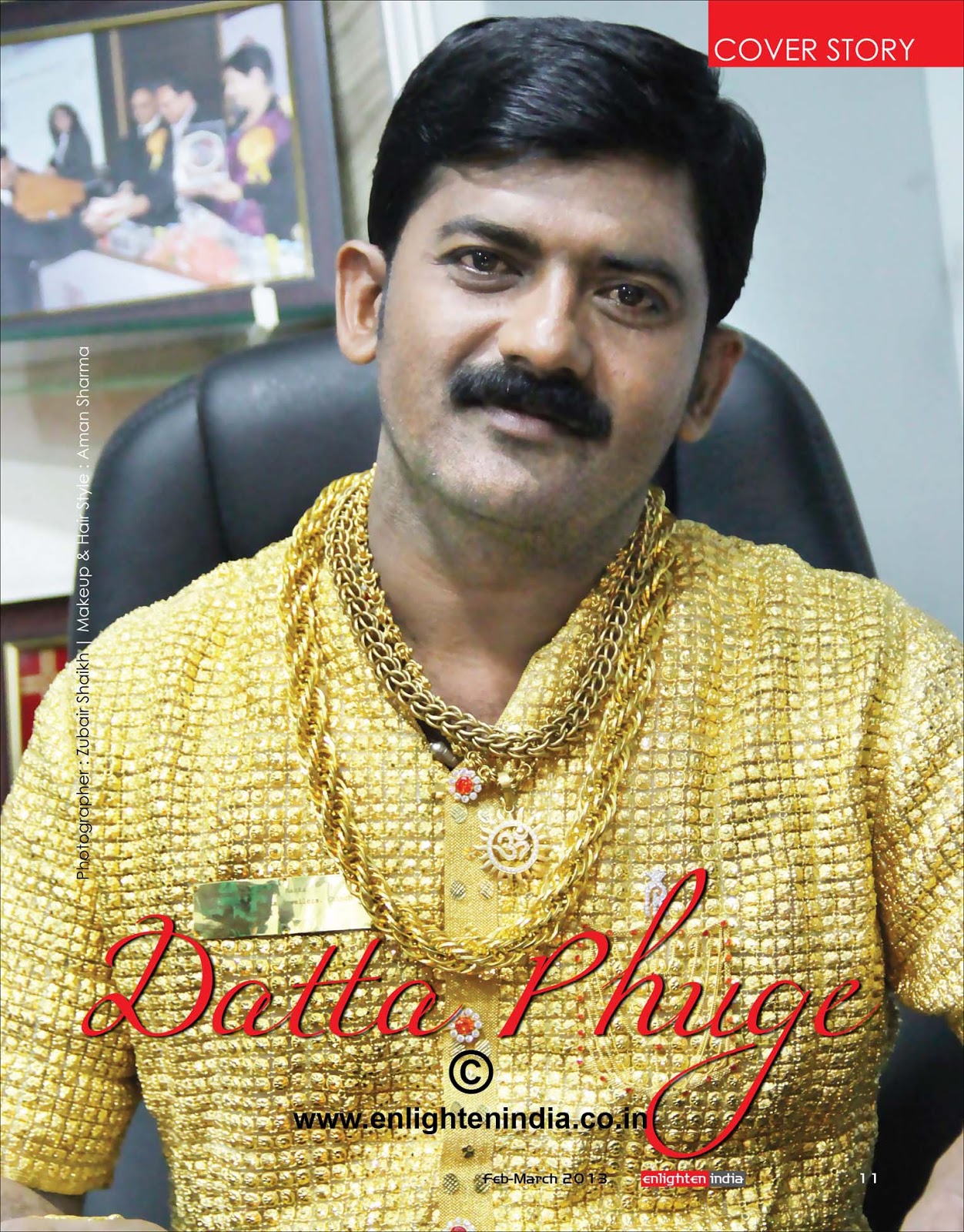 Datta Phuge, o “homem da camisa de ouro”, conhecido internacionalmente ...