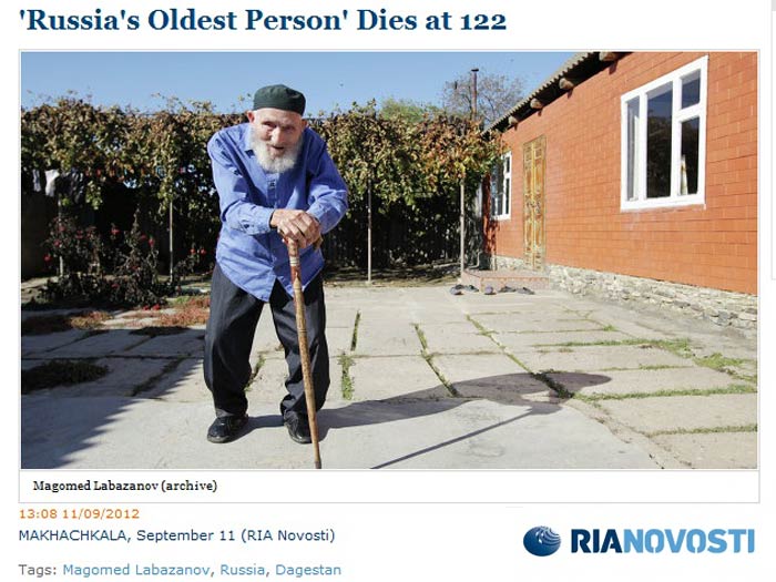 Magomed Labazanov, considerado pela Rússia o homem mais velho do mundo